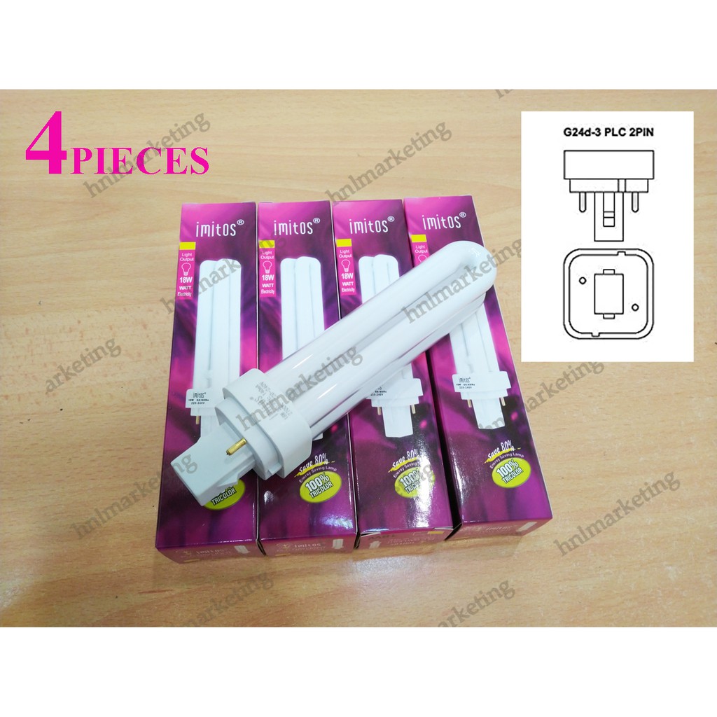 IMITOS PLC-2P 18W / 827 Energy Saving Light PLC Bulb 2700K (WARMWHITE ...