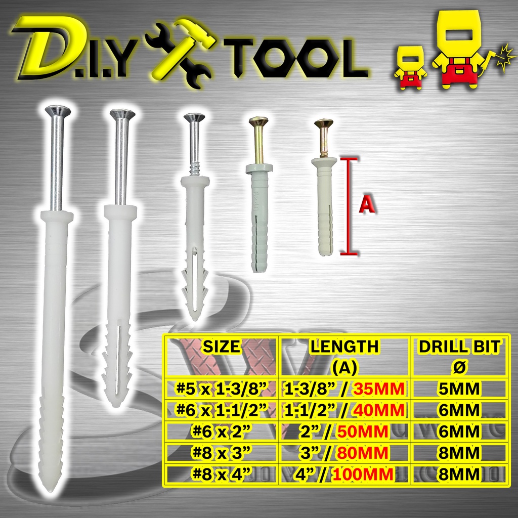 [SW Hardware] High Quality Nylon Speed Plug Speed Nail PVC Anchor Wall ...