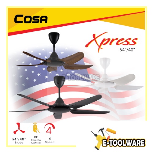 Alpha Cosa Xpress 40" / 54" Remote Ceiling Fan 4 Speed Alpha Cosa ...
