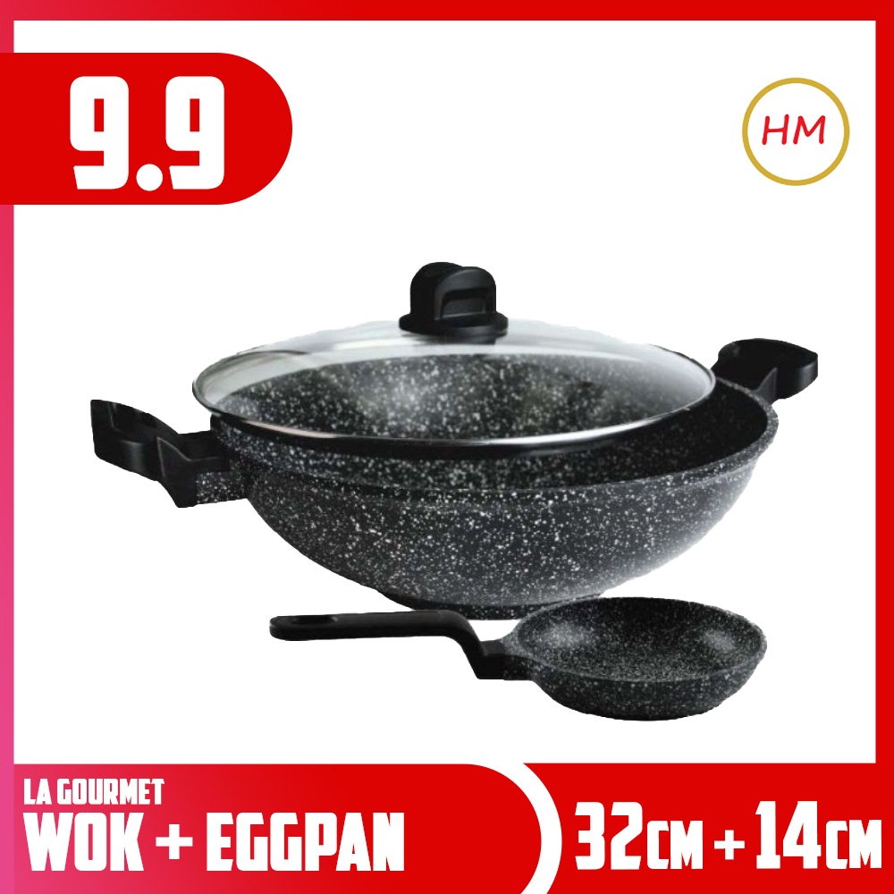La gourmet Shogun 32cm Marble Wok IH with 14cm Egg Pan | Shopee Malaysia