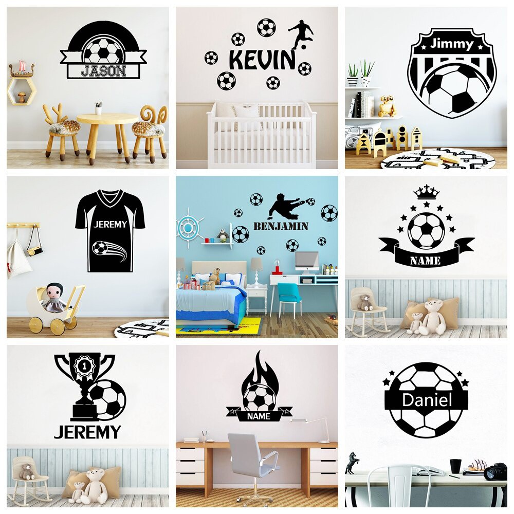 Soccer Custom Name Wall Stickers For Boys Kids Room Decor Wallpaper ...