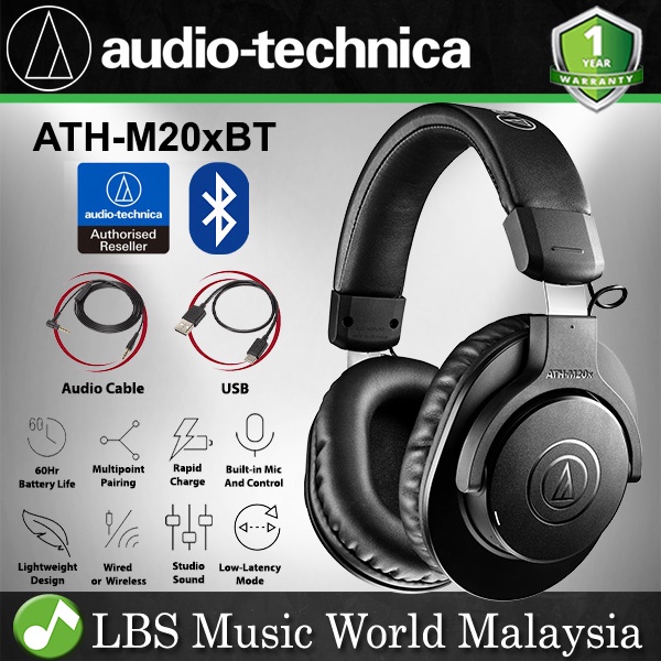 Audio Technica ATH-M20x Closed Back Dynamic Professional Studio Over ...