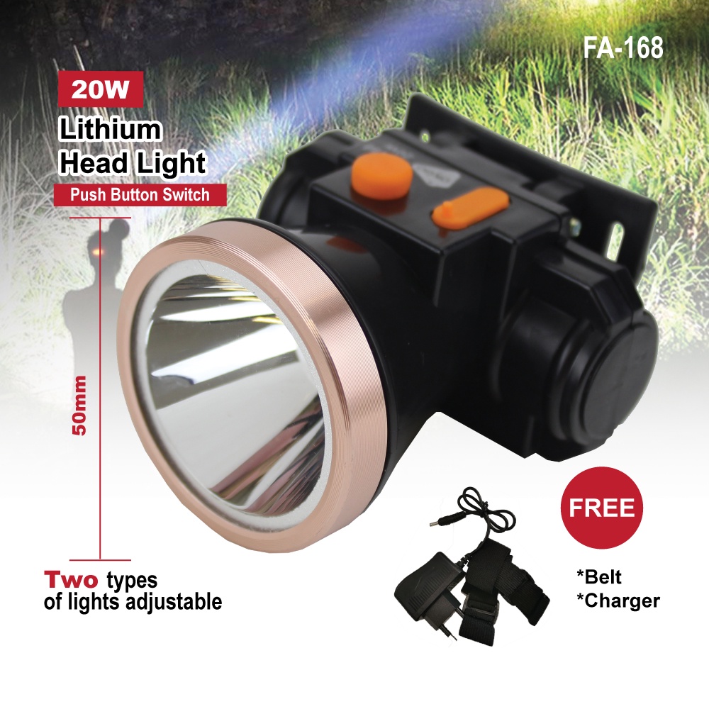 Waterproof Lithium Head Light 6W / 20W / 50W Portable Dustproof ...