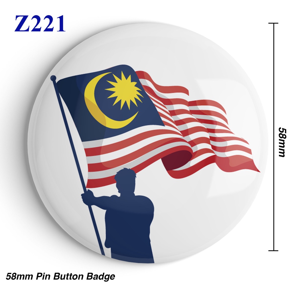 Malaysia State Flags and Merdeka Designs 58mm 44mm Button Badge with ...