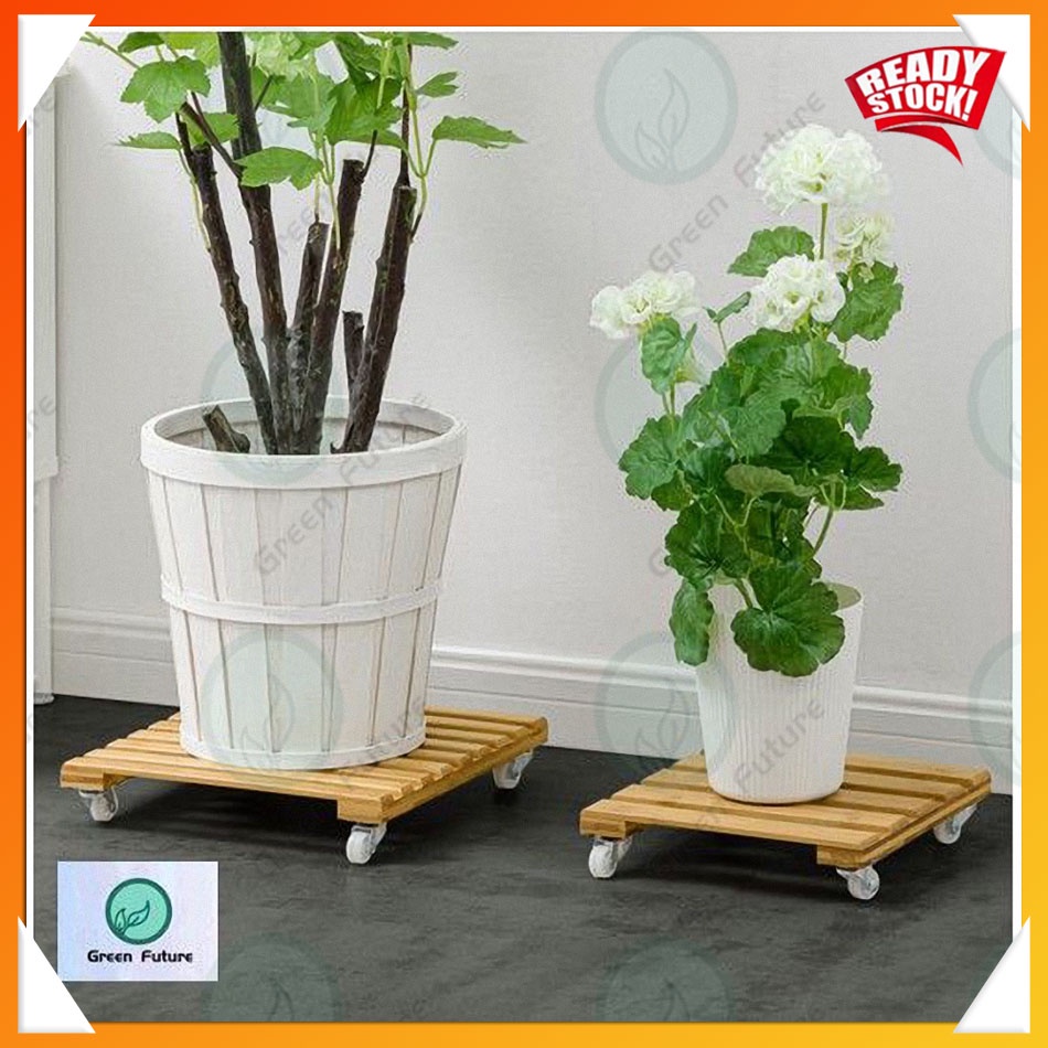 Plant Pot Base Roller Moving Tray With Wheel Tray Flower Holder Wood ...