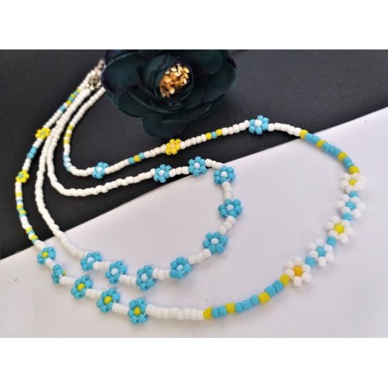 Beaded Flower Necklace Daisy Necklace Beaded Daisy Necklace Seed