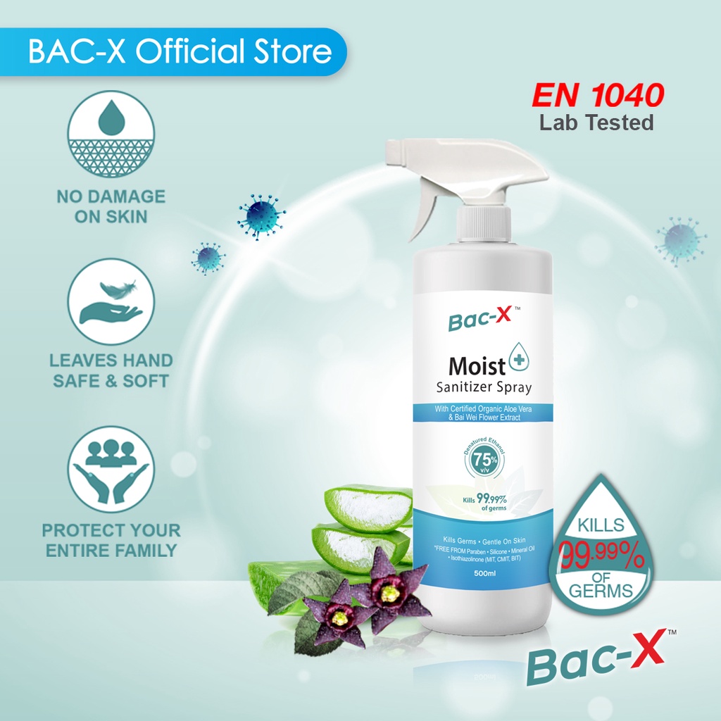 [SANITIZER] Bac-X Moist + Sanitizer Spray 500ml Personal Care | Shopee Malaysia