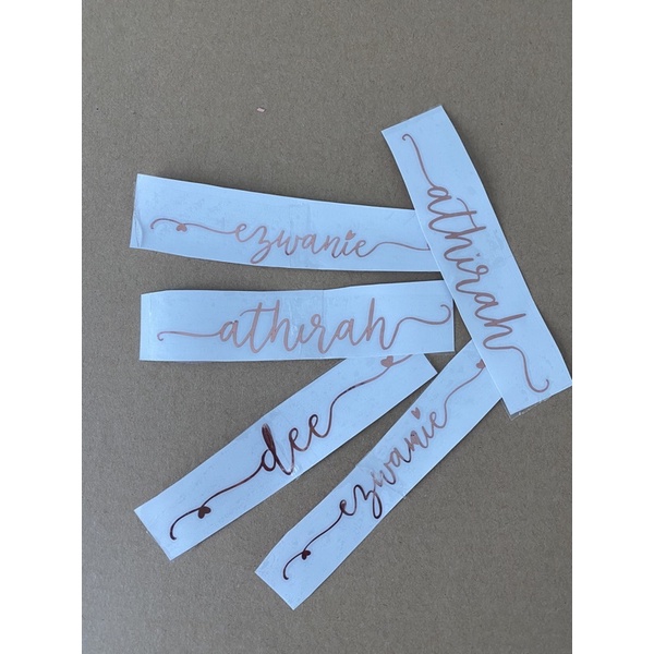 CUSTOM sticker nama vinyl untuk hadiah, botol air, thermos, laptop ...