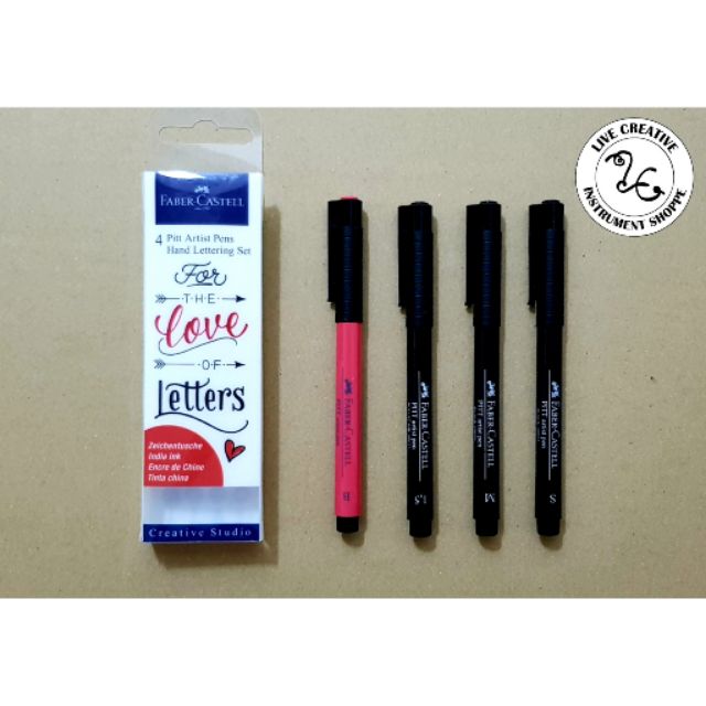 FABER CASTELL PITT Artist India Ink Lettering Pens - Set of 4 ( Hand ...