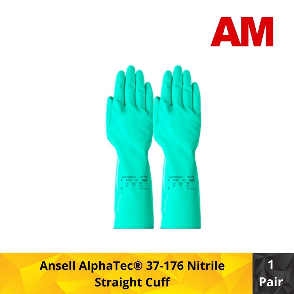 Ansell AlphaTec® 37-176 Nitrile Straight Cuff ( Pack of 1Pair) | Shopee ...