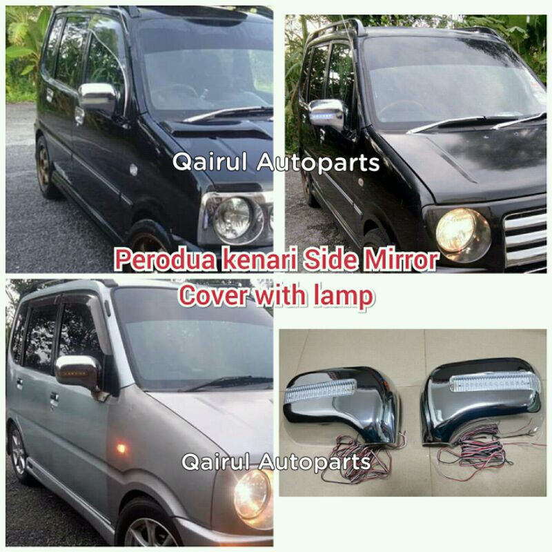 Perodua kenari aerosport side mirror cover with signal light chrome ...