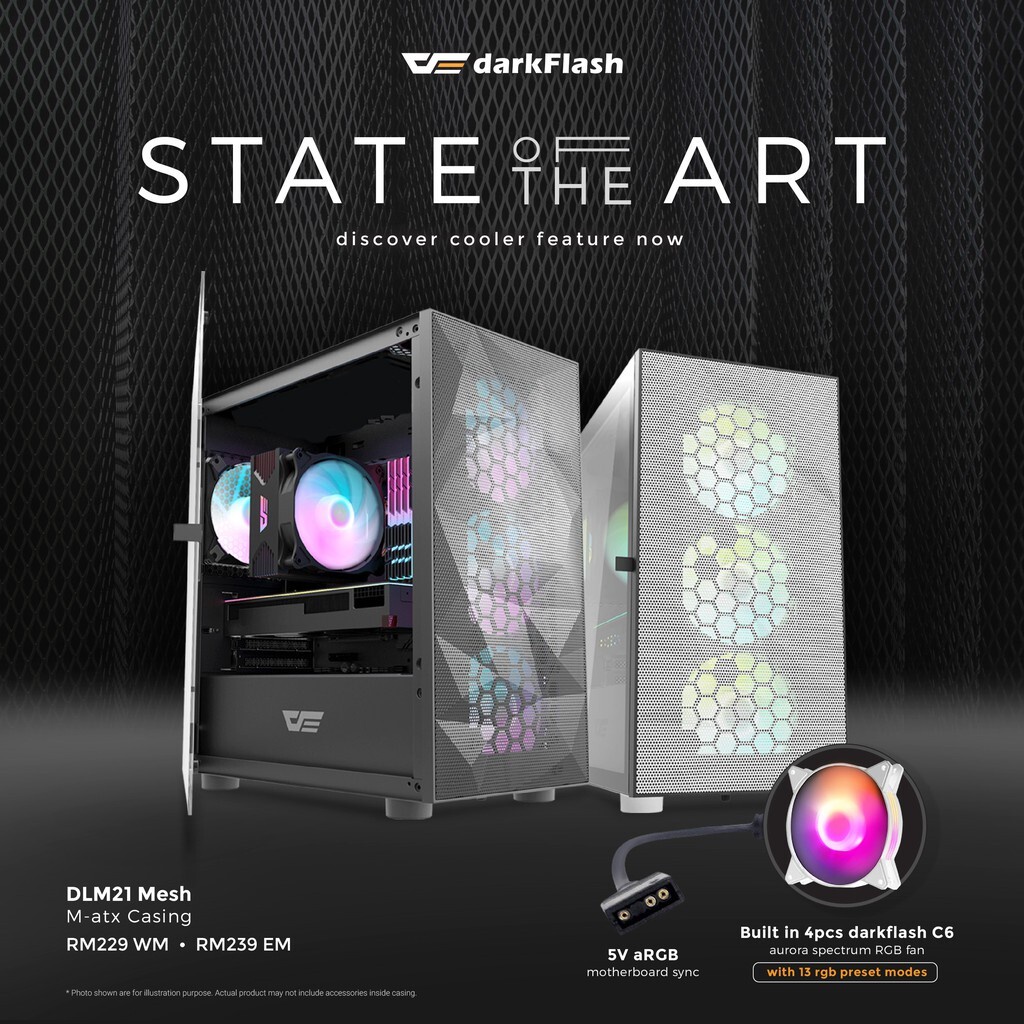 [READY STOCK] Aigo DARKFLASH DLM21 Mesh M-ATX CASING White / Black ...