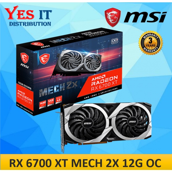 MSI Radeon RX 6700 XT MECH 2X 12GB OC GDDR6 Graphic Card (RX 6700 XT ...