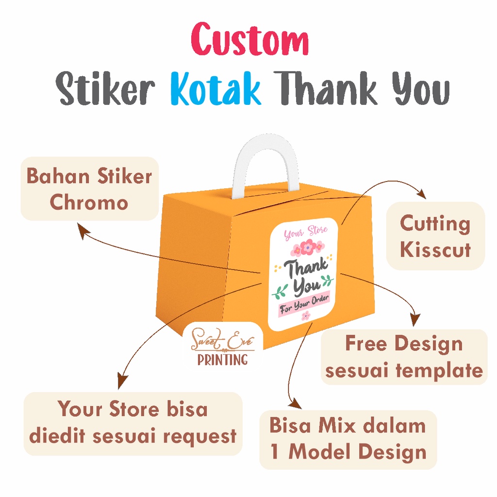 Print Chromo Label Stickers Thank You Custom Box Design | Shopee Malaysia