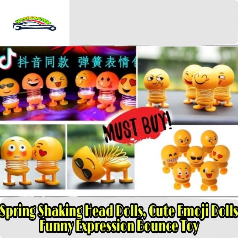 Spring Shaking Head Dolls, Cute Emoji Dolls Funny Expression Bounce Toy ...