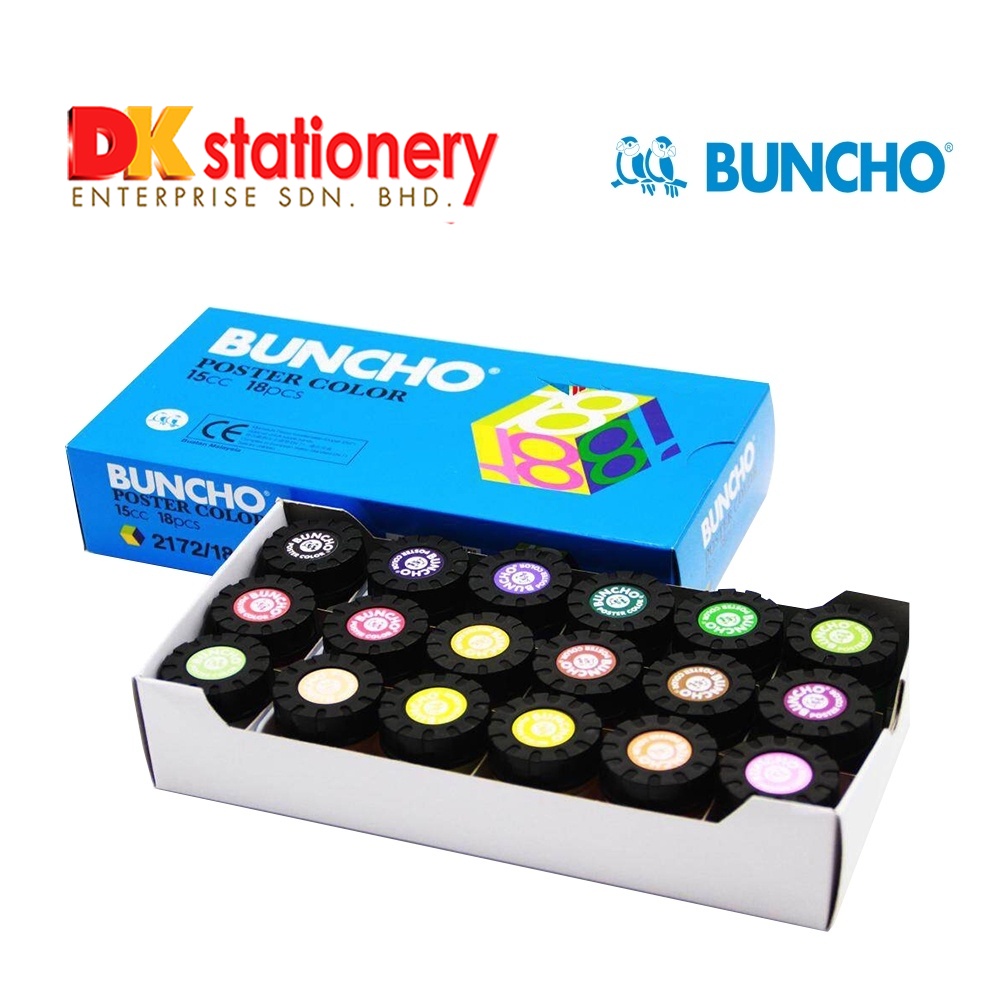 Buncho Poster Color 18 Colors Set – 15ml Non-Toxic Water-Based Paint ...