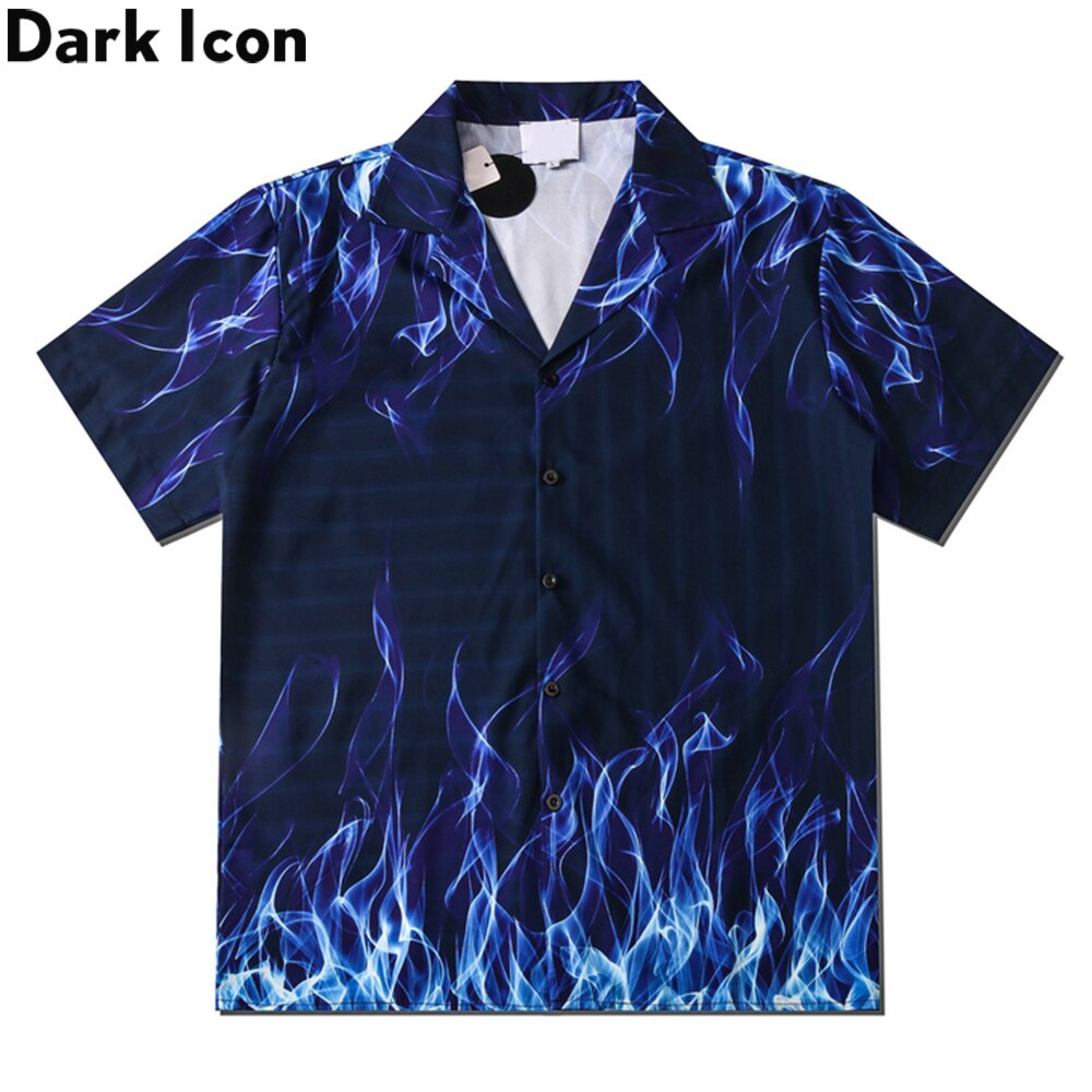 Dark Icon Blue Flame Polo Shirt Men Summer Light Weight Material ...