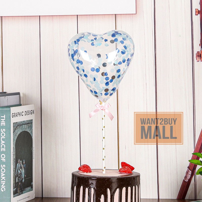 🇲🇾 5 Inch Mini Colorful Confetti Balloon Cake Toppers Shinny Happy ...