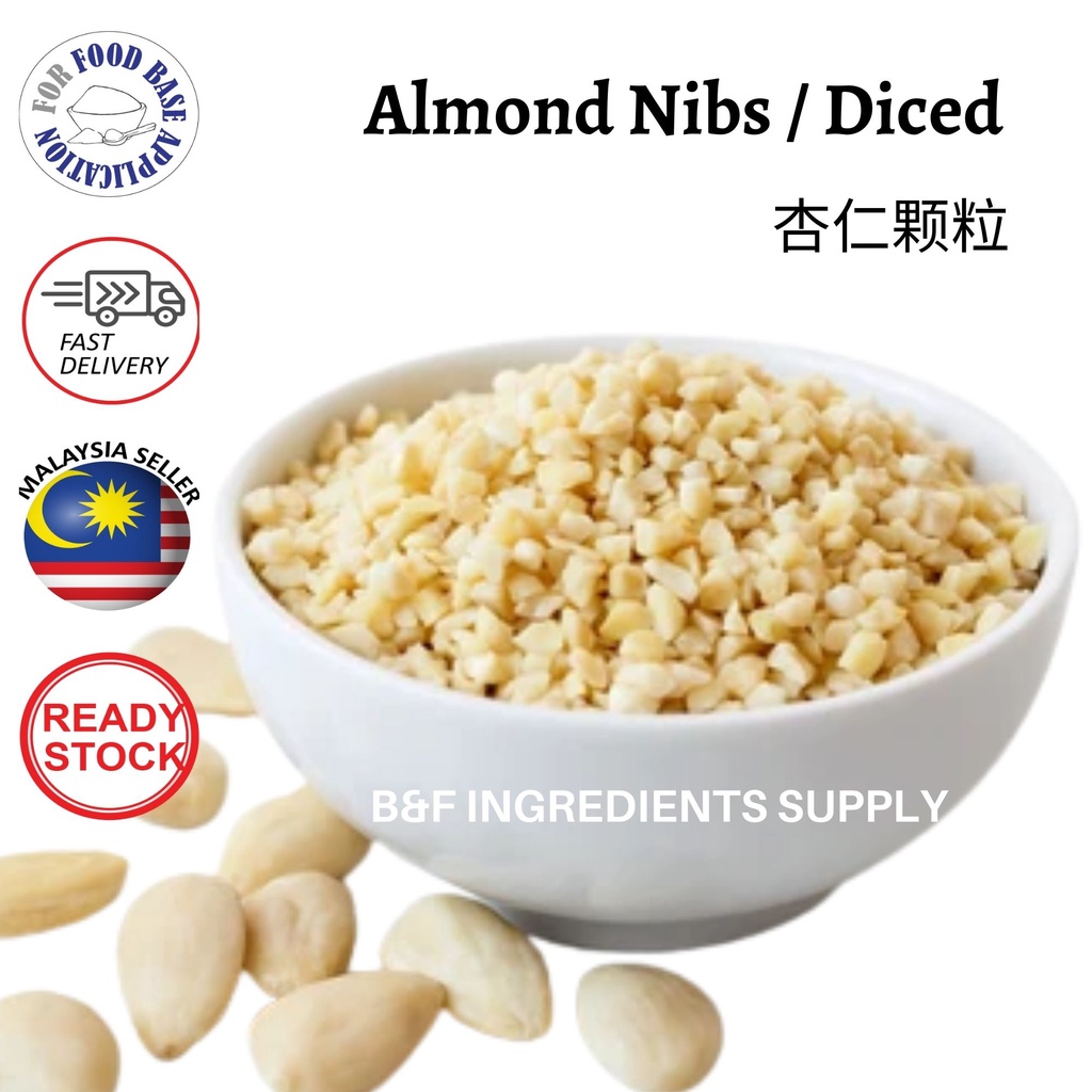 USA Raw Almond Nibs/ Almond Dices / Diced 杏仁粒 杏仁粉 杏仁片 Kacang Badam Keto ...