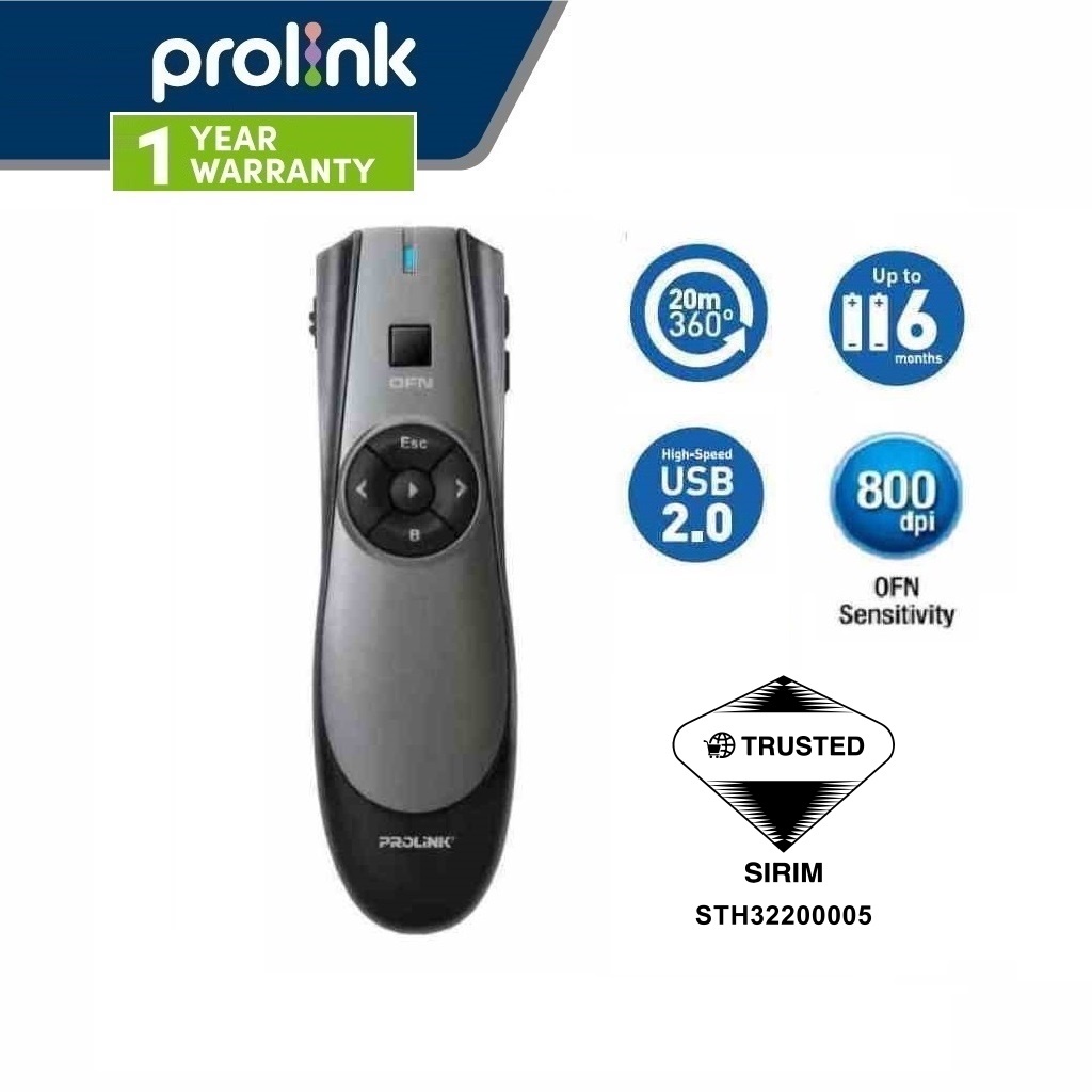 Prolink Wireless Presenter with Air Mouse Sirim & MCMC Approved [Free ...