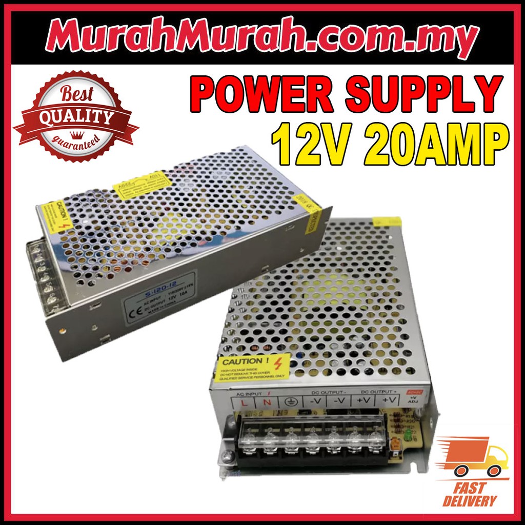Power Supply DC12V 20A TRANSFORMER AC110V AC220V TO DC12V CONVERTER for CCTV Alarm LED Stripe AC ...