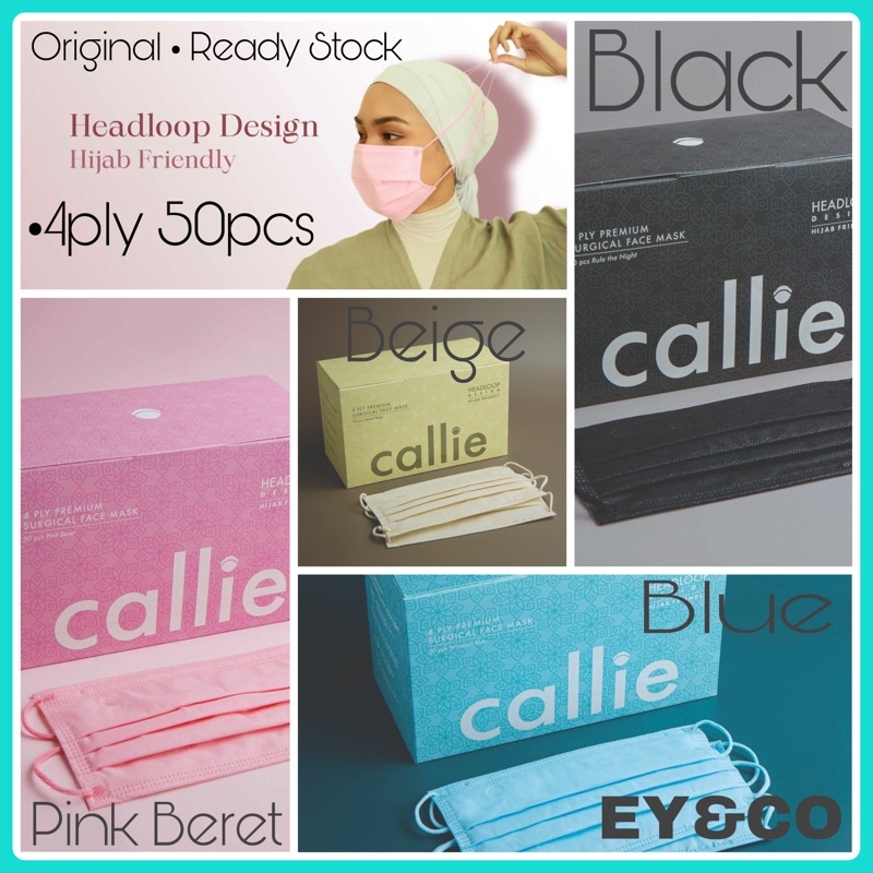Callie 4 Ply Surgical Hijab Adult Face Mask Headloop Face Mask 50pcs ...