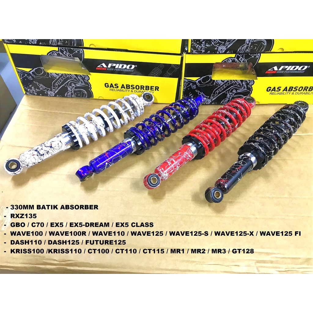 APIDO 270MM/330MM BATIK GAS ABSORBER KRISS110 RXZ EX5 WAVE100 WAVE125 ...