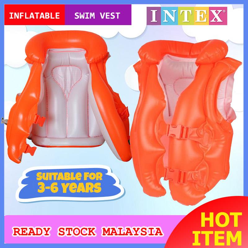 INTEX 58671 Deluxe Swim Vest Inflatable Life Jacket Lifebuoy Swim Vest ...