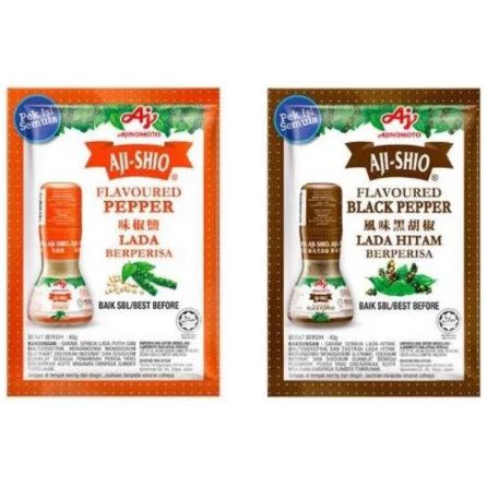 AJI-SHIO WHITE PEPPER / BLACK PEPPER REFILL PACK ( 40g ) | Shopee Malaysia