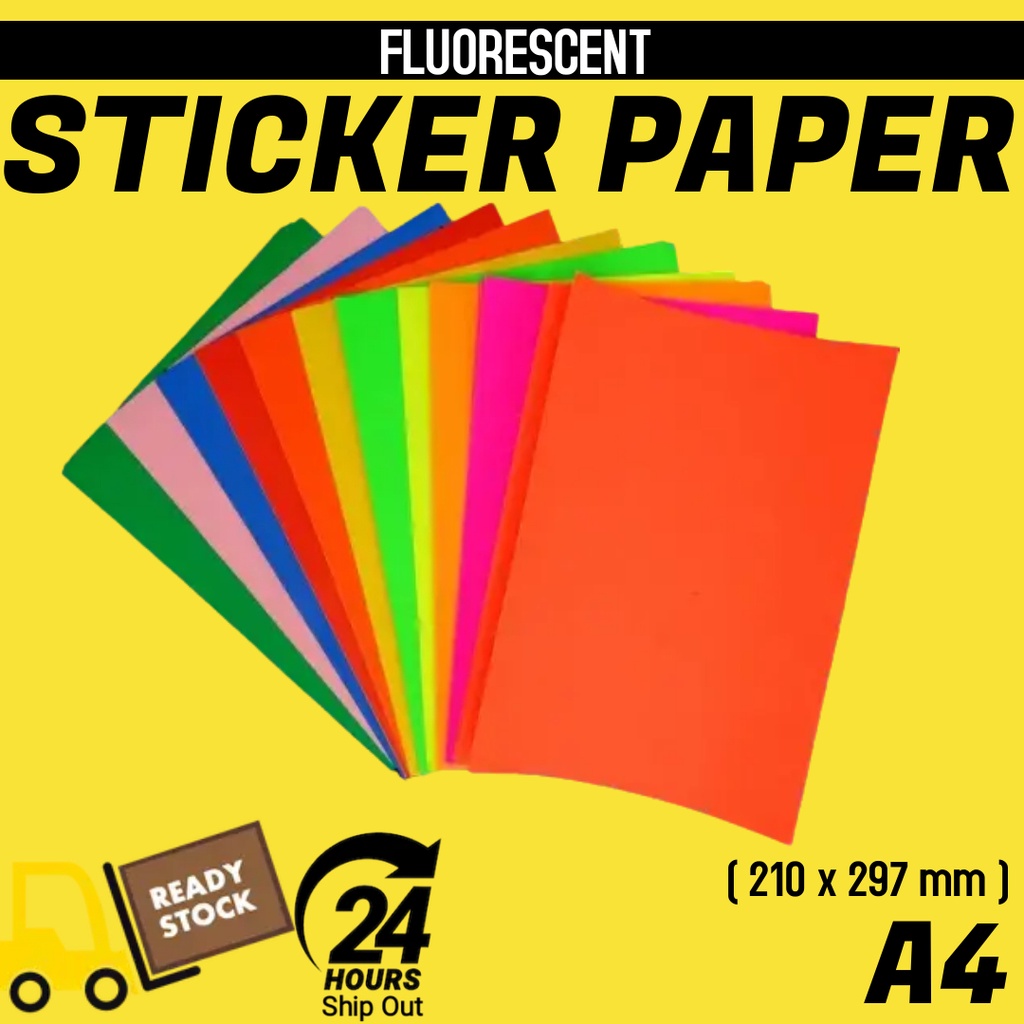 A4 10pcs Fluorescent Sticker Inkjet Printable Label Sticker Office ...