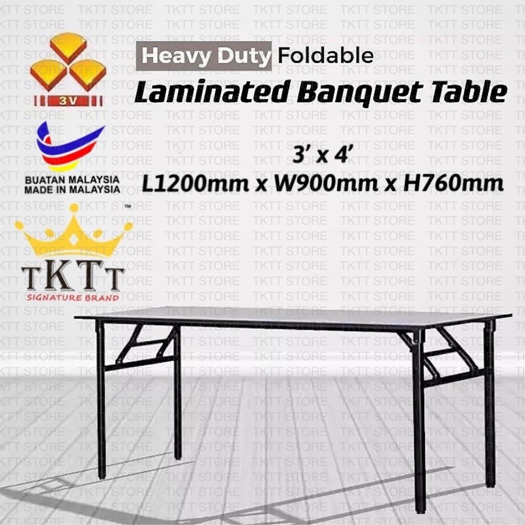 TKTT 3V 2.5x4 3x4 Feet Heavy Duty Laminated Wood Top Banquet Table ...