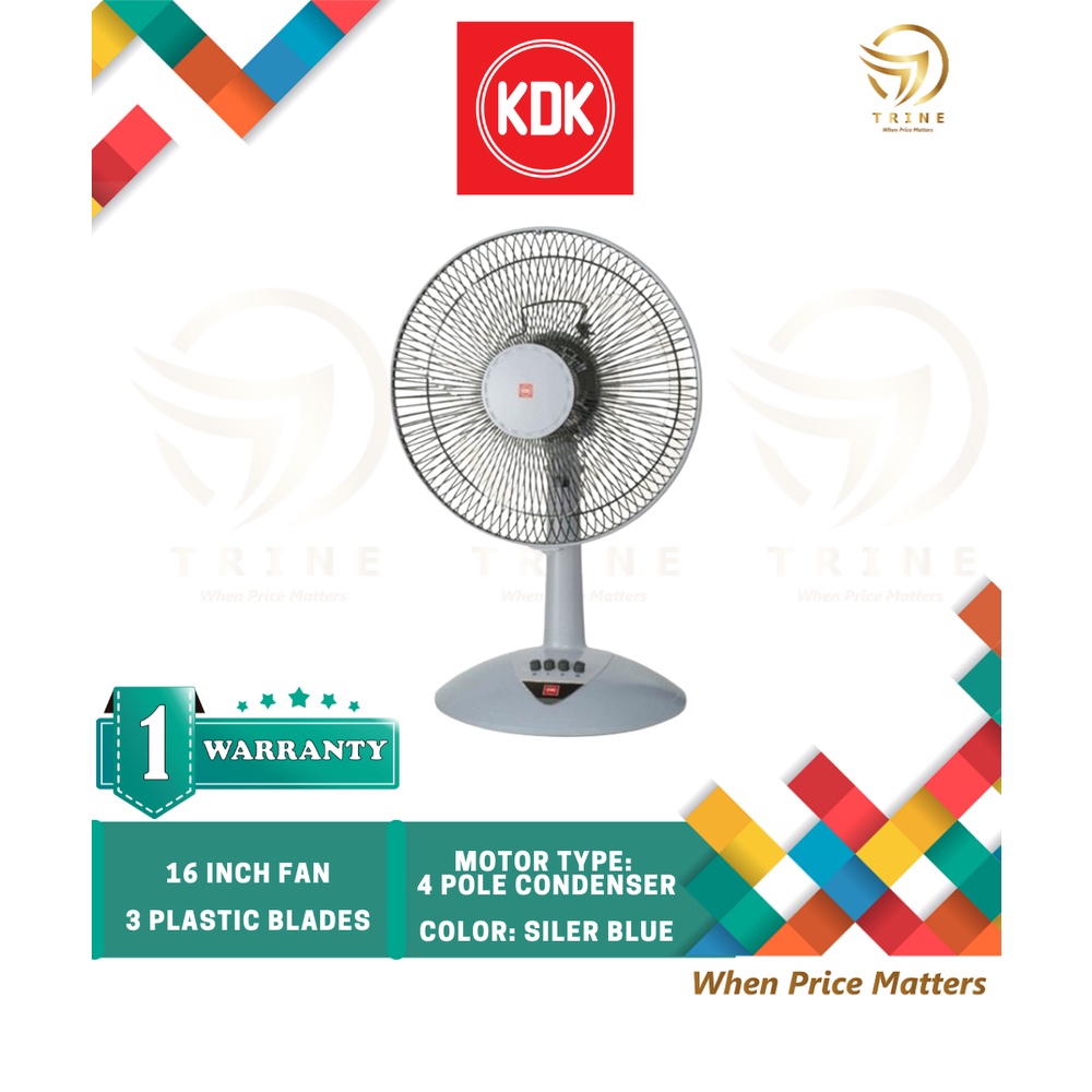 KDK KB404 16" TABLE FAN WITH CONDENSER MOTOR BEIGE/RED/BLUE KB-404 ...