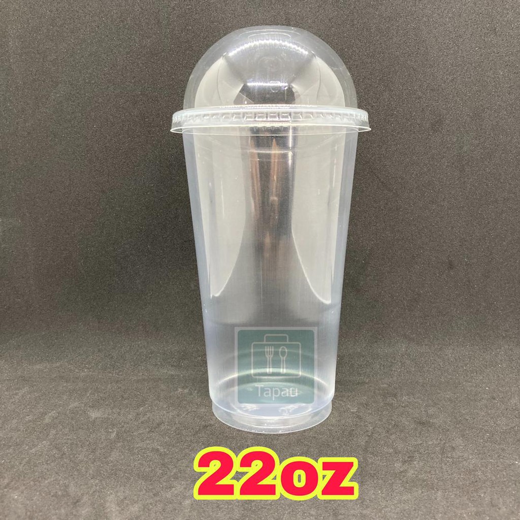 TAPAU - ( 100 sets± ) EC 22oz PP Clear Cup with " Dome Lid " E22 - Disposable Plastic Cup ...