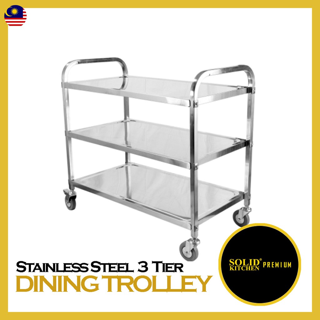 Berjaya Stainless Steel 3-Tier Dinning Trolley | BJY-3TDT | Shopee Malaysia