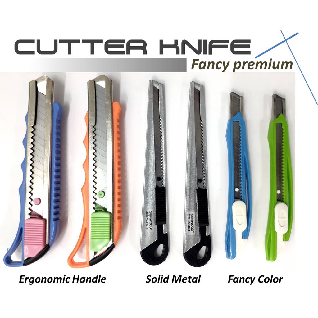 Cutter Knife Cutter Blade Metal Handle Pisau Pemotong Stationery ...