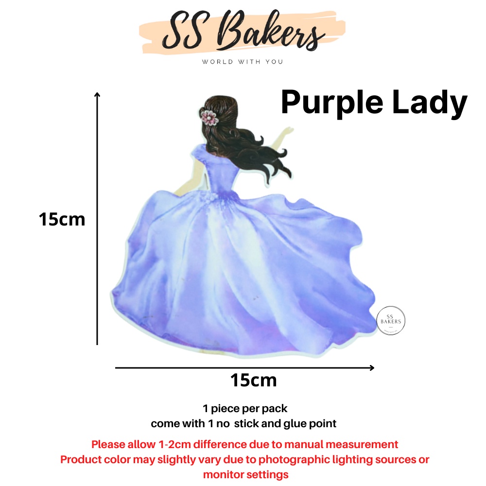 10 Pieces Butterfly Pink Purple Gold Line 1 Piece Pink Purple Lady Cake ...