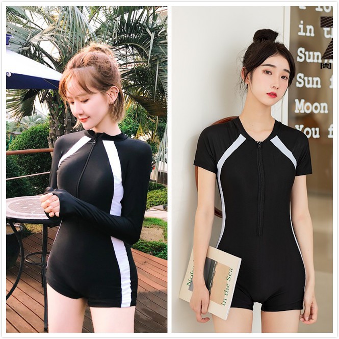S-4XL Women Swimsuit Baju Renang Swimwear Short Sleeve Long Sleeve Surf ...