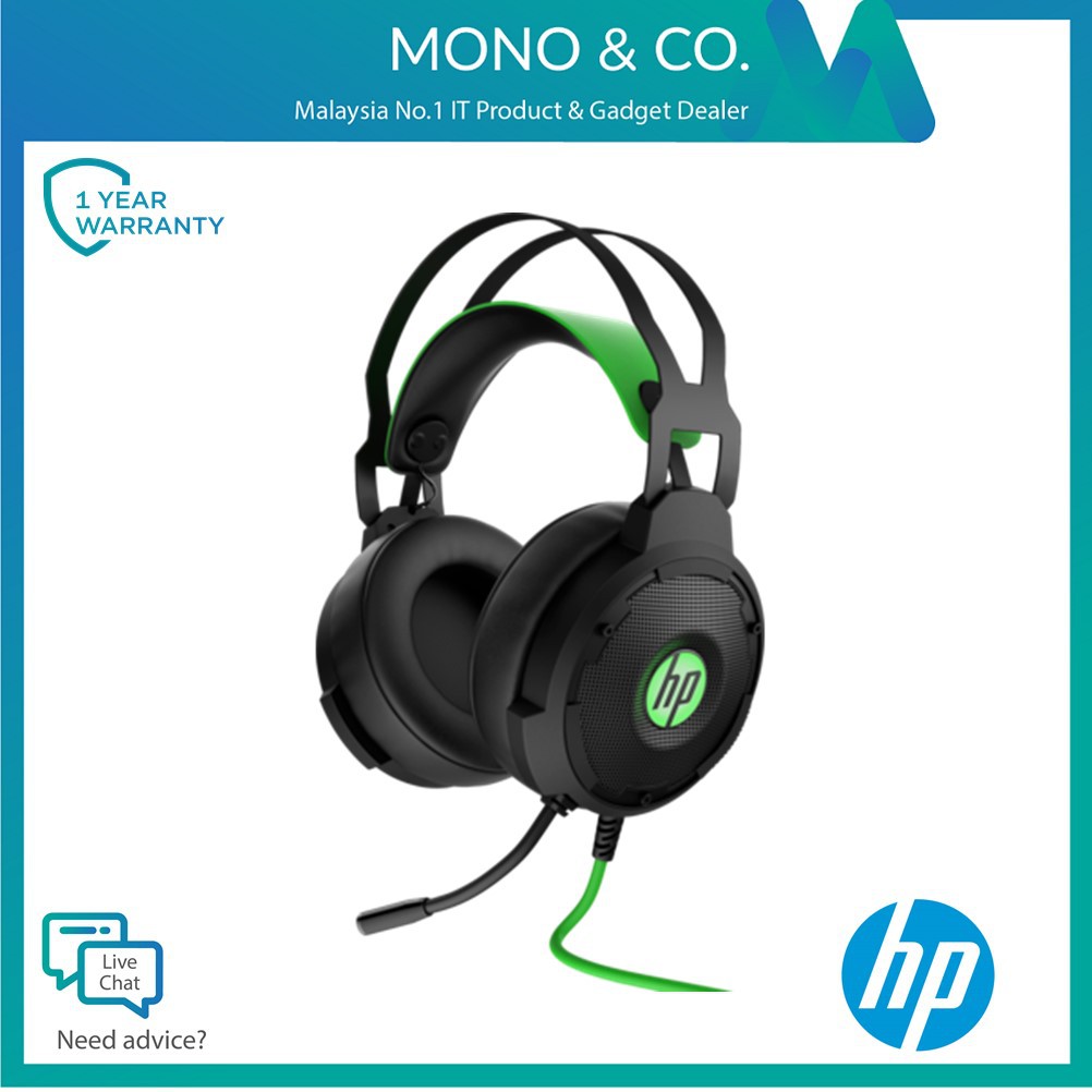 HP Pavilion Gaming 600 Headset with Green LED Ear Cup Lighting, 3.5 mm ...