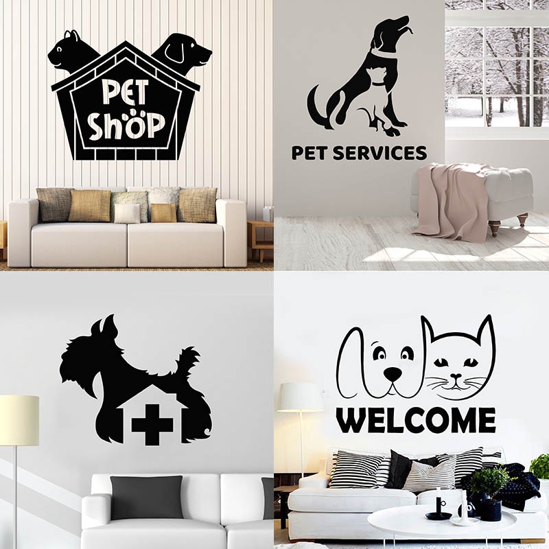 Pet Wall Decal Grooming Salon Decals Vinyl Stickers Cat Dog Puppy Pet ...