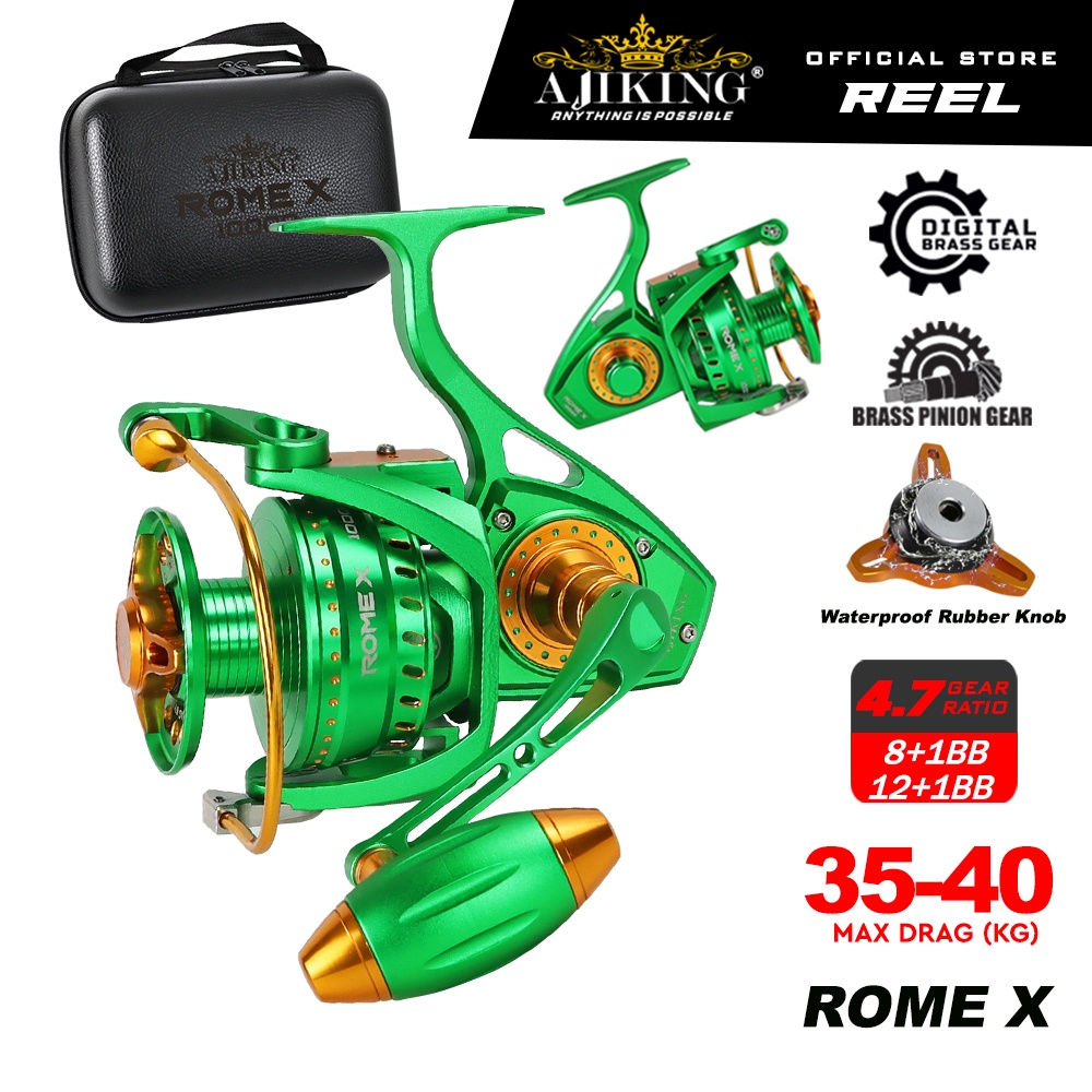 Ajiking Rome X Heavy Duty Saltwater Spinning Fishing Reel Big Game Max ...