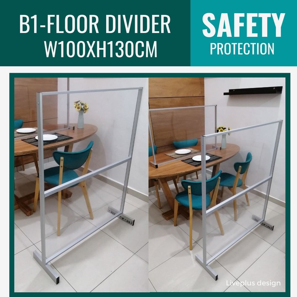 B1-100x130CM-Sneeze Guard Droplets Floor Divider Protector Partition ...