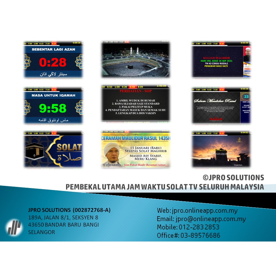 Jam Solat TV. Jam Azan TV. Full HD. Waktu Solat JAKIM. Masjid. Surau ...
