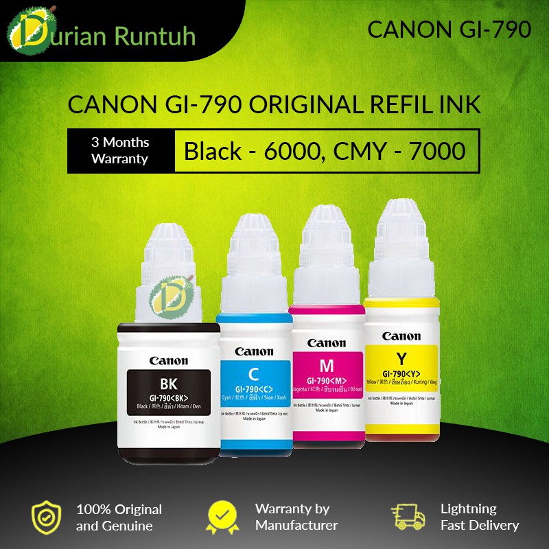 ORIGINAL CANON GI-790 BK GI-790C GI-790M GI790 Y G2000 2010 1000 INK ...