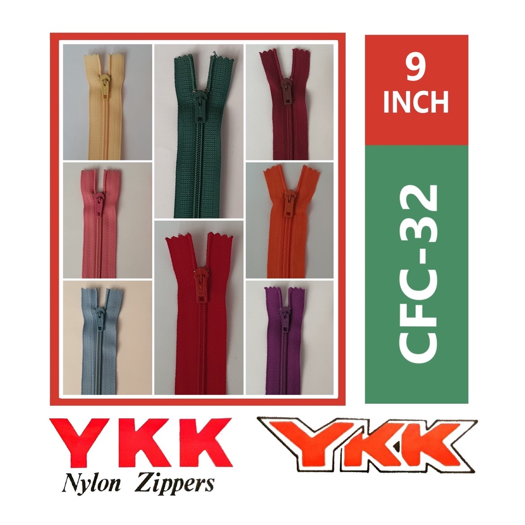 YKK (CFC-32 | CFC-36, 9 Inch) Zipper (Saiz 03) Zip Kain / Zip Kusyen ...