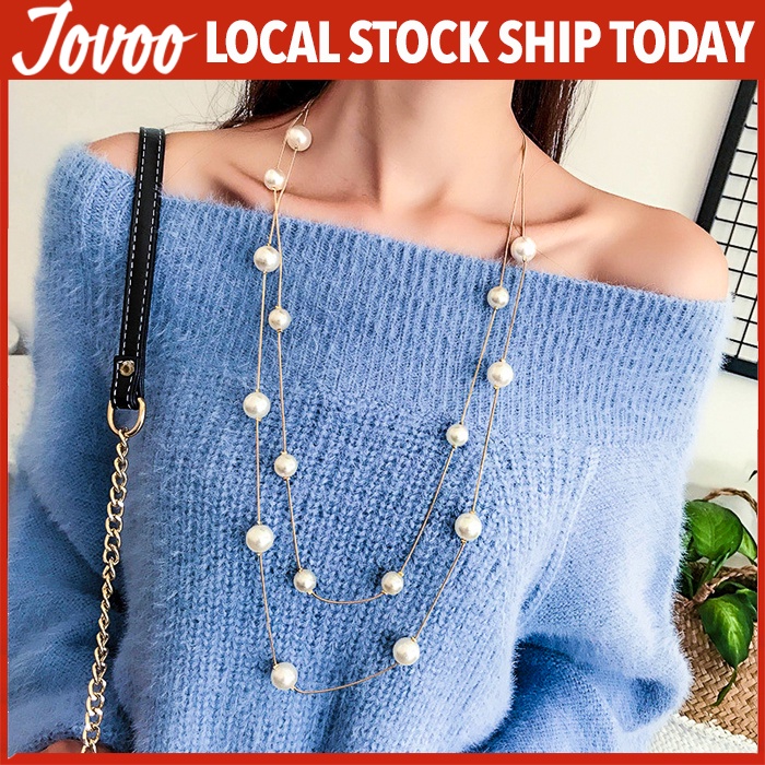 Korean Style Pearl Necklace Multilayer Women's Necklaces Lady's Fashion ...