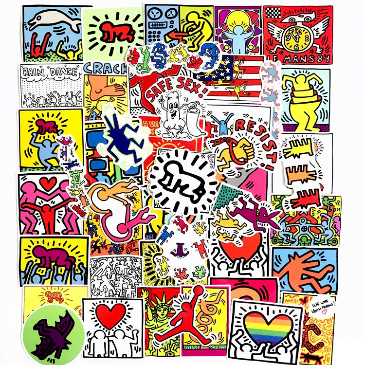 50pcs KEITH HARING Vinyl Decal graffiti STICKERS bomb for laptop ...