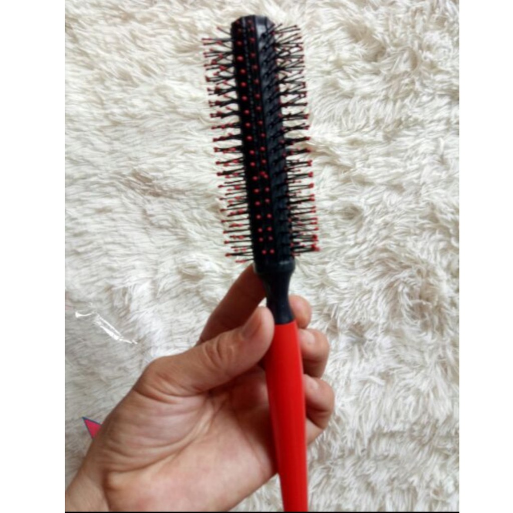 Small red round hair comb (Multi-purpose styling roller round comb ...