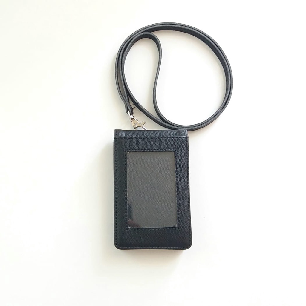 Lanyard ID Card Holder Name Tag Leather Double Sided Reversible Mica ...