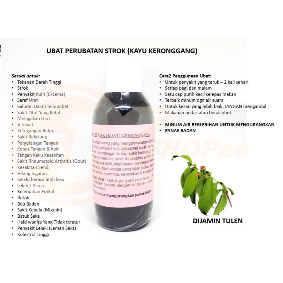 ( 100% Original Traditional Herb ) 正庄黄牛木中风青草药 AIR KAYU GERONGGANG ...