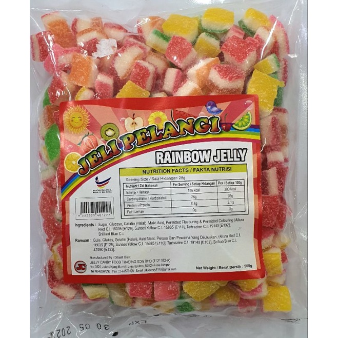500g Jeli Pelangi Square Ribbon Jelly Soft Candy Gummy HALAL (LOCAL ...